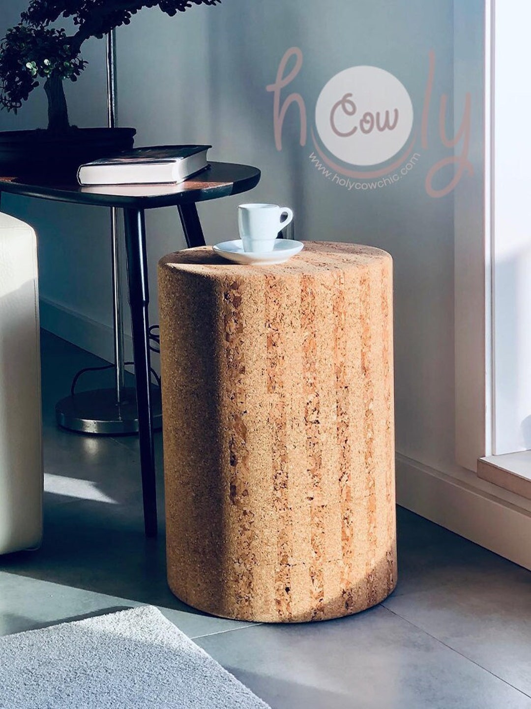 Handmade Eco Friendly Brown Cork End Table or Stool, Eco Friendly Side ...