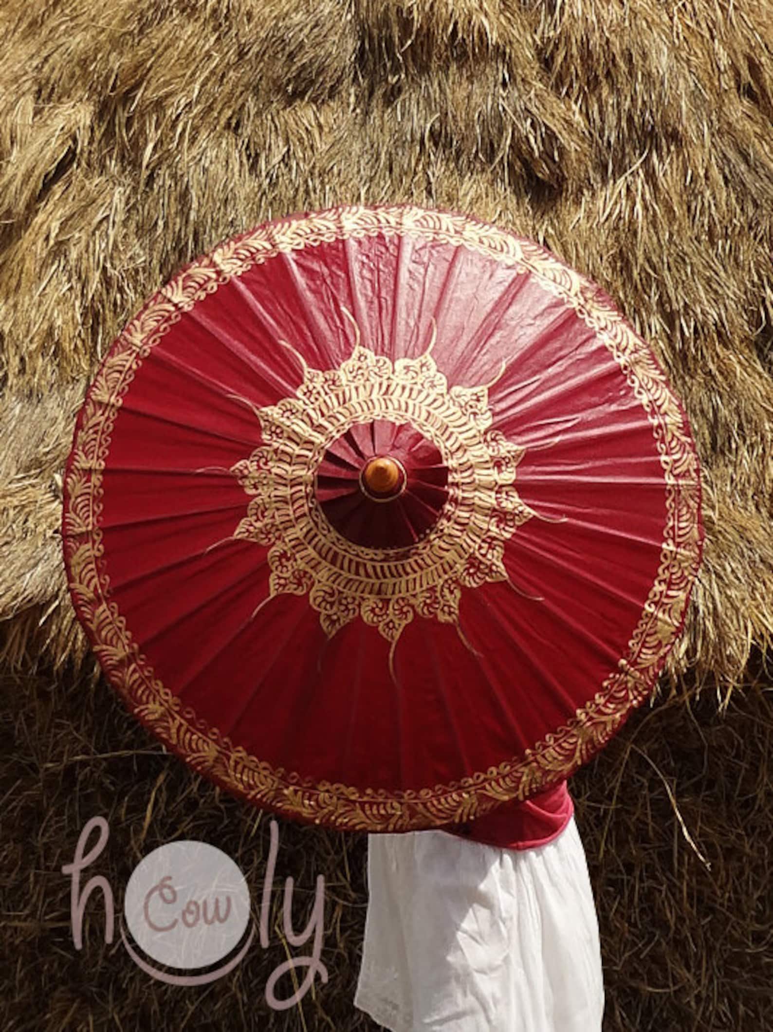 Hand Painted Red Waterproof Parasol With FREE Umbrella Bag | Etsy