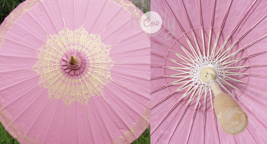 Hand Painted Pink Parasol With FREE Umbrella Bag Pink - Etsy