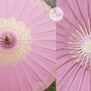 Hand Painted Pink Parasol With FREE Umbrella Bag, Pink Umbrella, Pink ...
