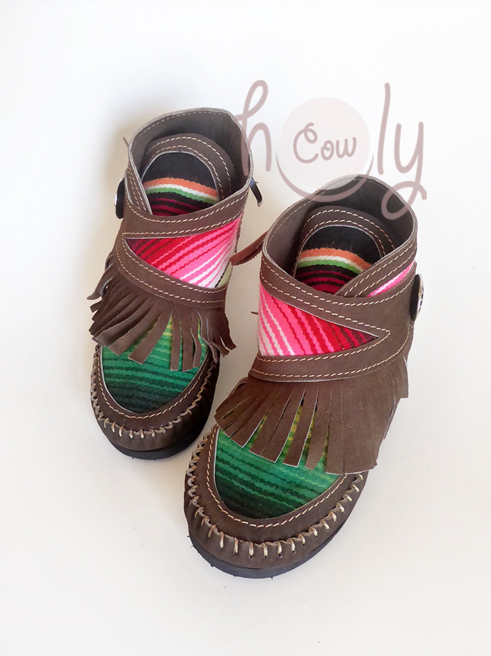 Brown Leather Serape Moccasins Moccasin Boots Womens - Etsy