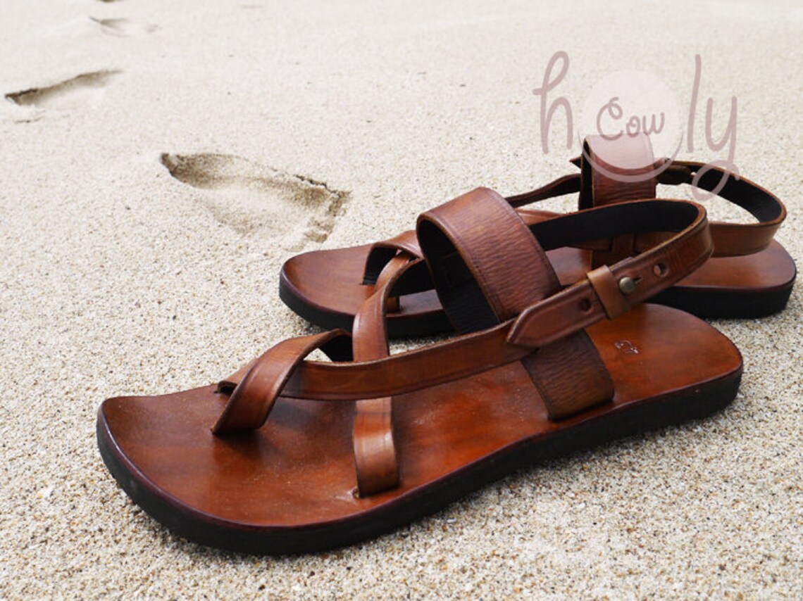 Sandalias de cuero hechas a mano sandalias de cuero marrón - Etsy España