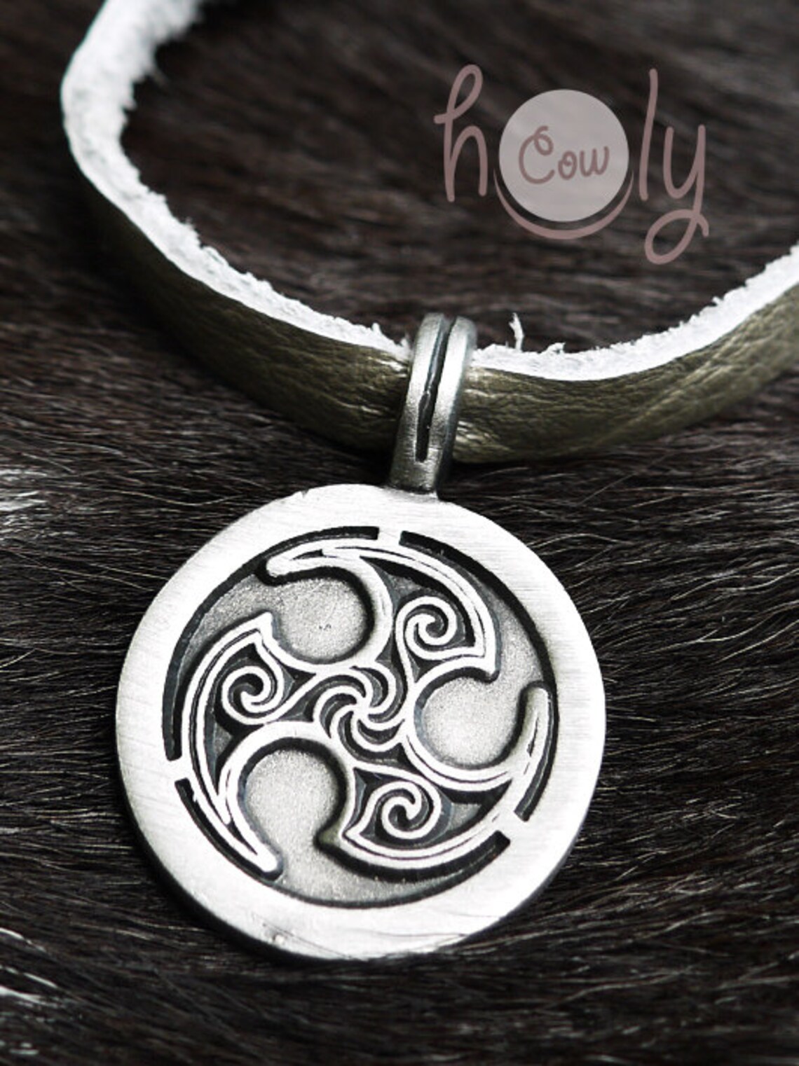 Leather Necklace With Tripal Spiral Symbol Irish Necklace - Etsy
