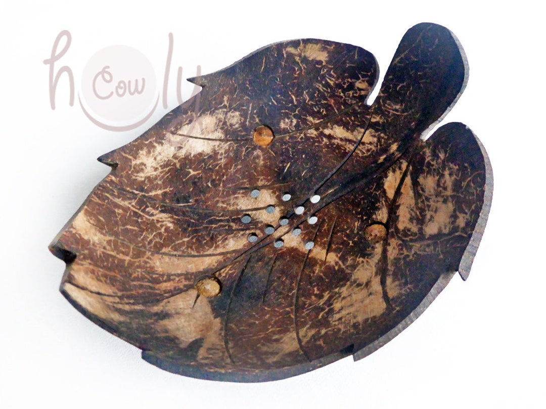 Coconut Shell Leaf Soap Dish, Soap Dish, Natural Soap Dish, Leaf Soap ...