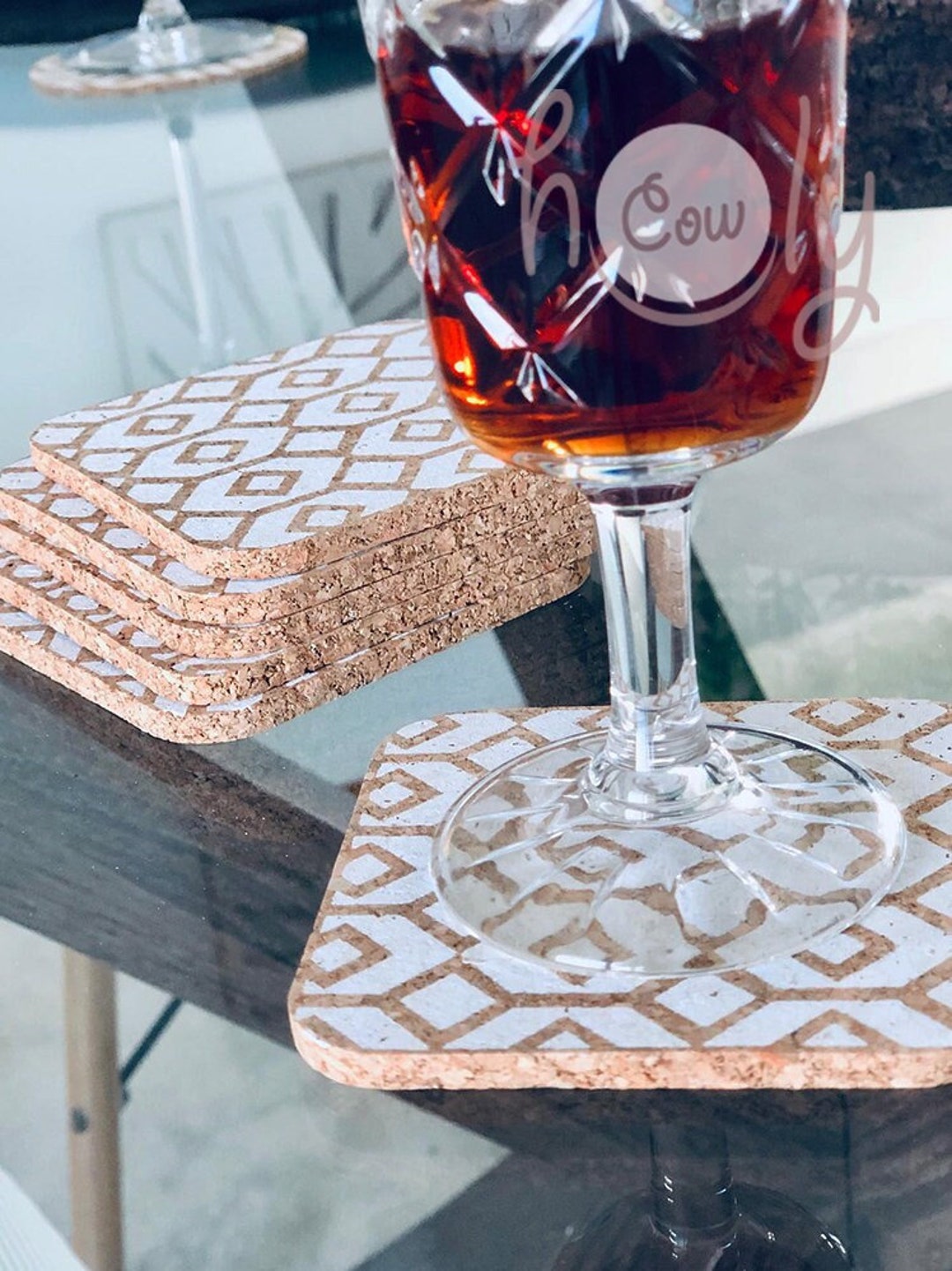 Set of Six Handmade Eco Friendly Square 4mm Thick Cork Coasters ...