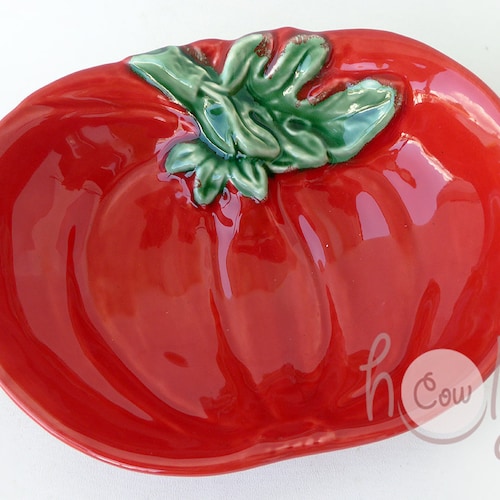Handmade Ceramic Tomato Bowl With Cabbage Leaf Plate Ceramic - Etsy