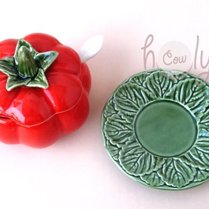 Handmade Ceramic Tomato Bowl With Cabbage Leaf Plate, Ceramic Bowl ...