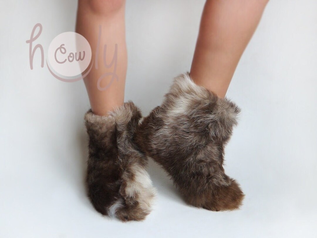 Handmade Sheepskin Woolly Slippers, Leather Slippers, Women's Slippers ...