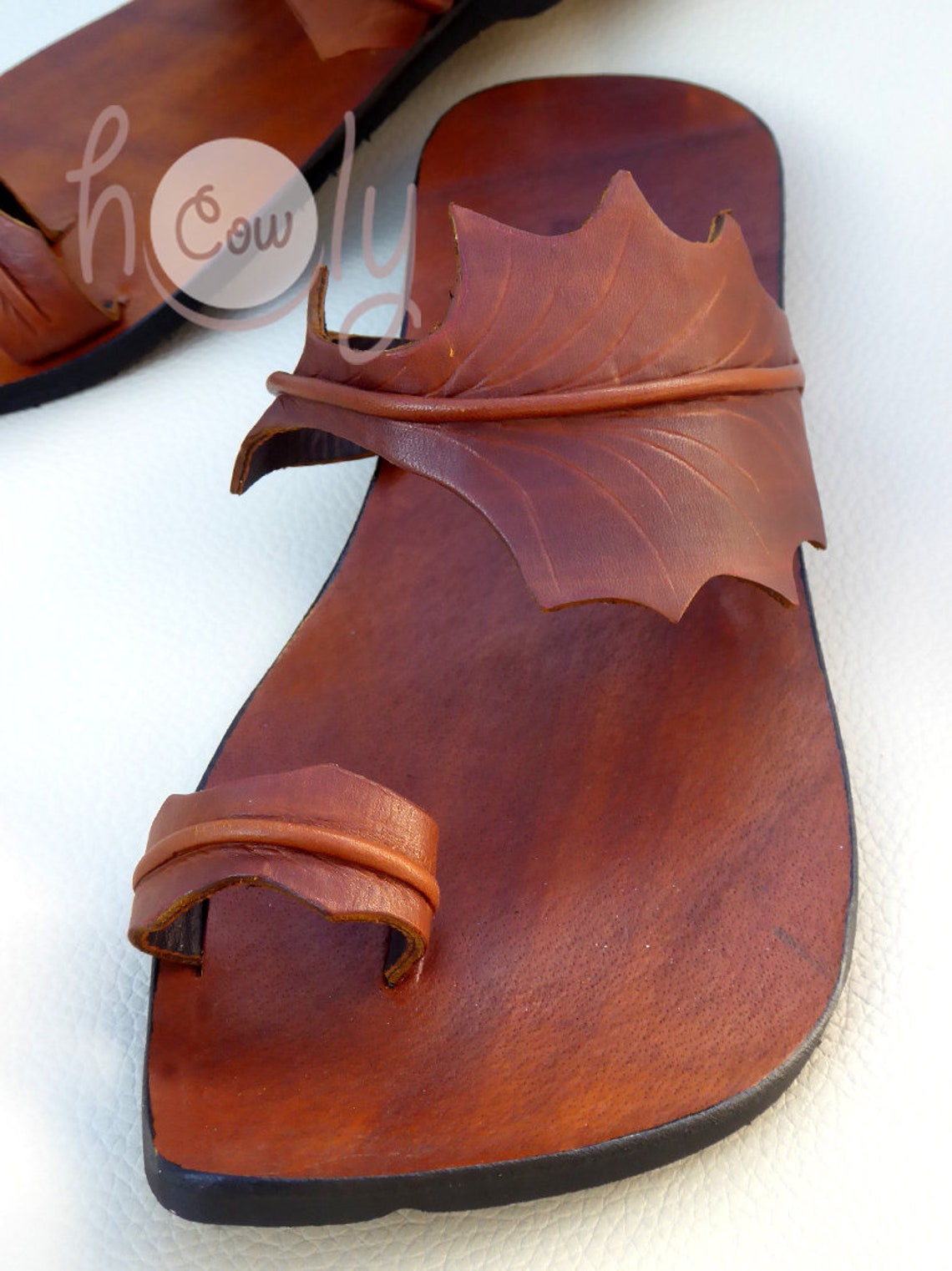 Handmade Brown Leather Leaf Sandals Women's Sandals - Etsy Australia