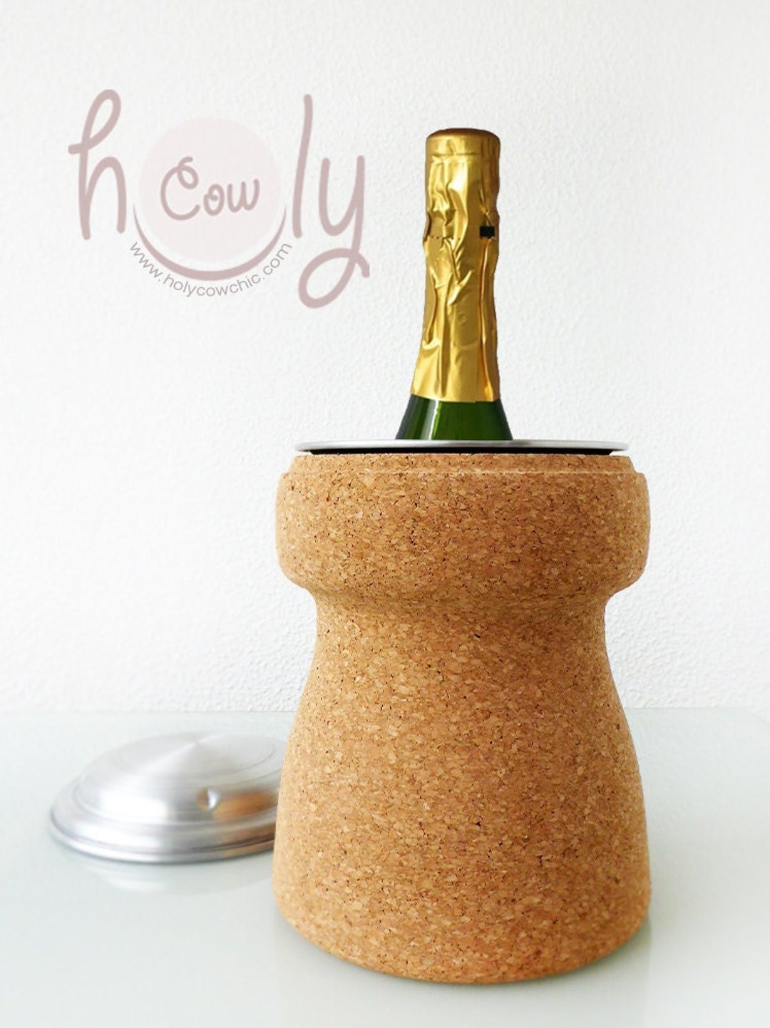 Eco Natural Brown Cork Champagne Ice Bucket With Lid, Wine Ice Bucket ...