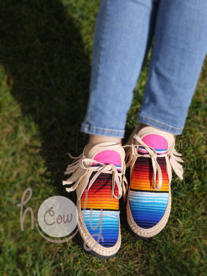 Leather Moccasins With Serape Moccasins Womens Moccasins | Etsy