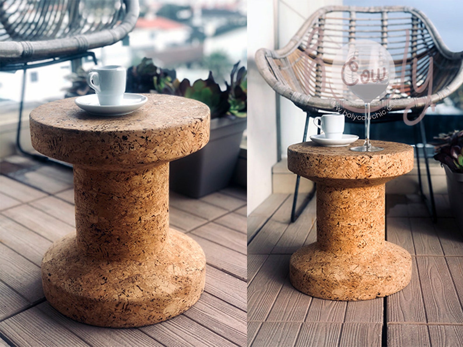 Handmade Eco Friendly Small Brown Cork End Table or Stool, Eco Side ...