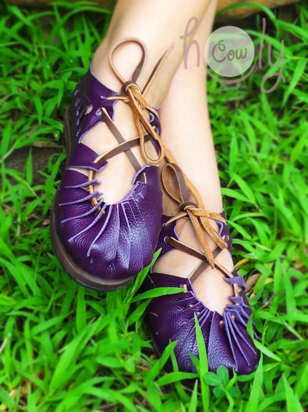 Handmade Purple Leather Sandals, Leather Sandals Women, Boho Sandals ...