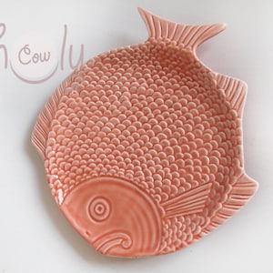 Handmade Pink Ceramic Fish Dish, Fish Plate, Pink Ceramic Fish Plate ...