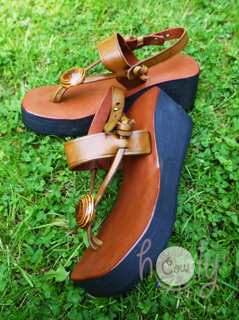 Handmade Brown Leather Platform Sandals Brown Leather - Etsy
