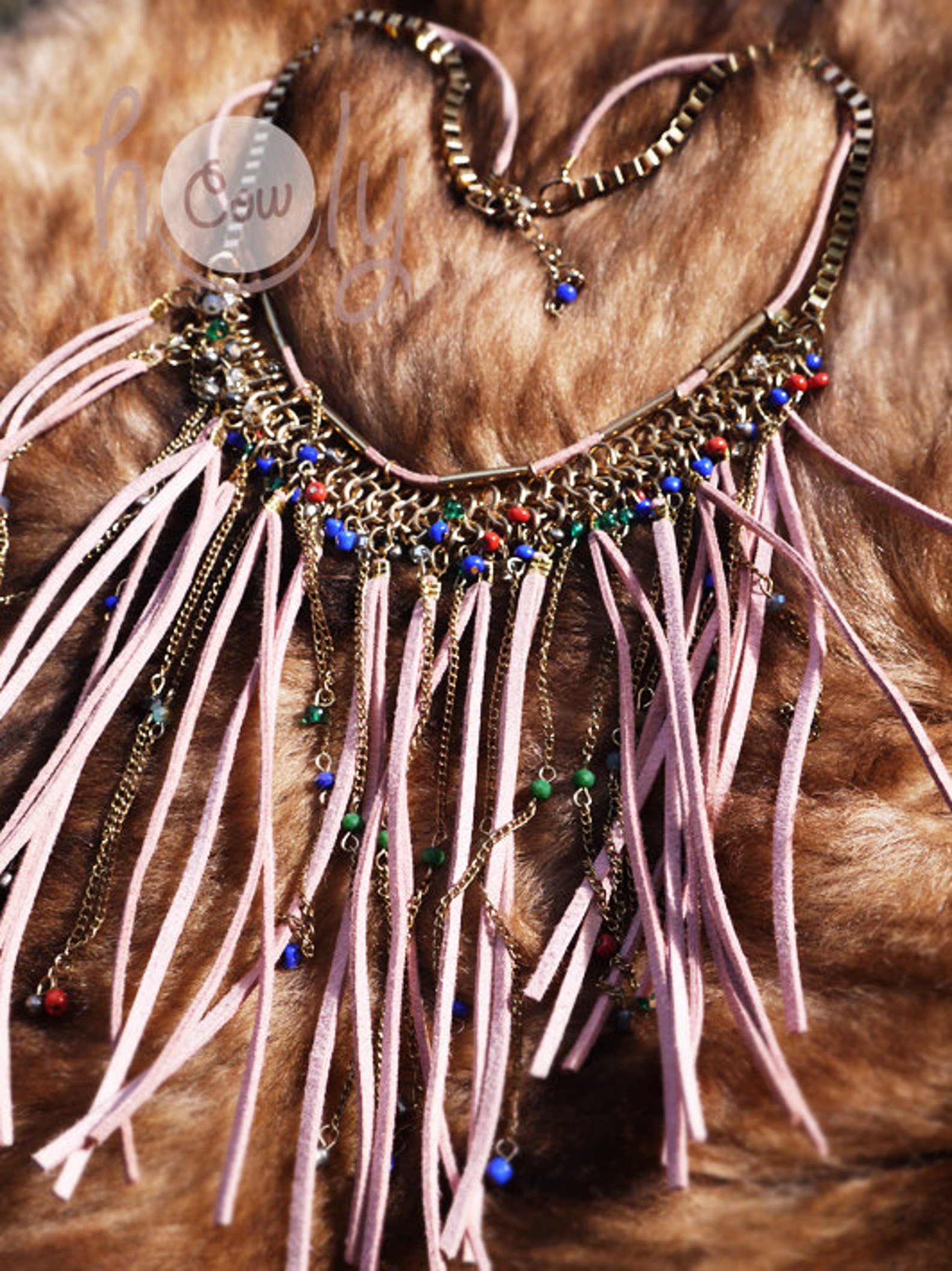 Womens Necklace, Chain Necklace, Pink Necklace, Hippie Necklace, Boho ...