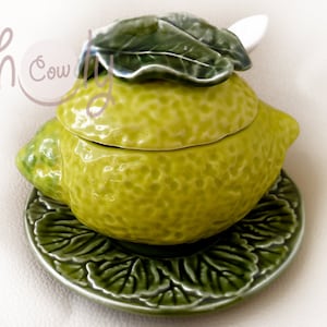 Handmade Ceramic Lemon Bowl With Leaf Plate and Spoon, Ceramic Lemon ...