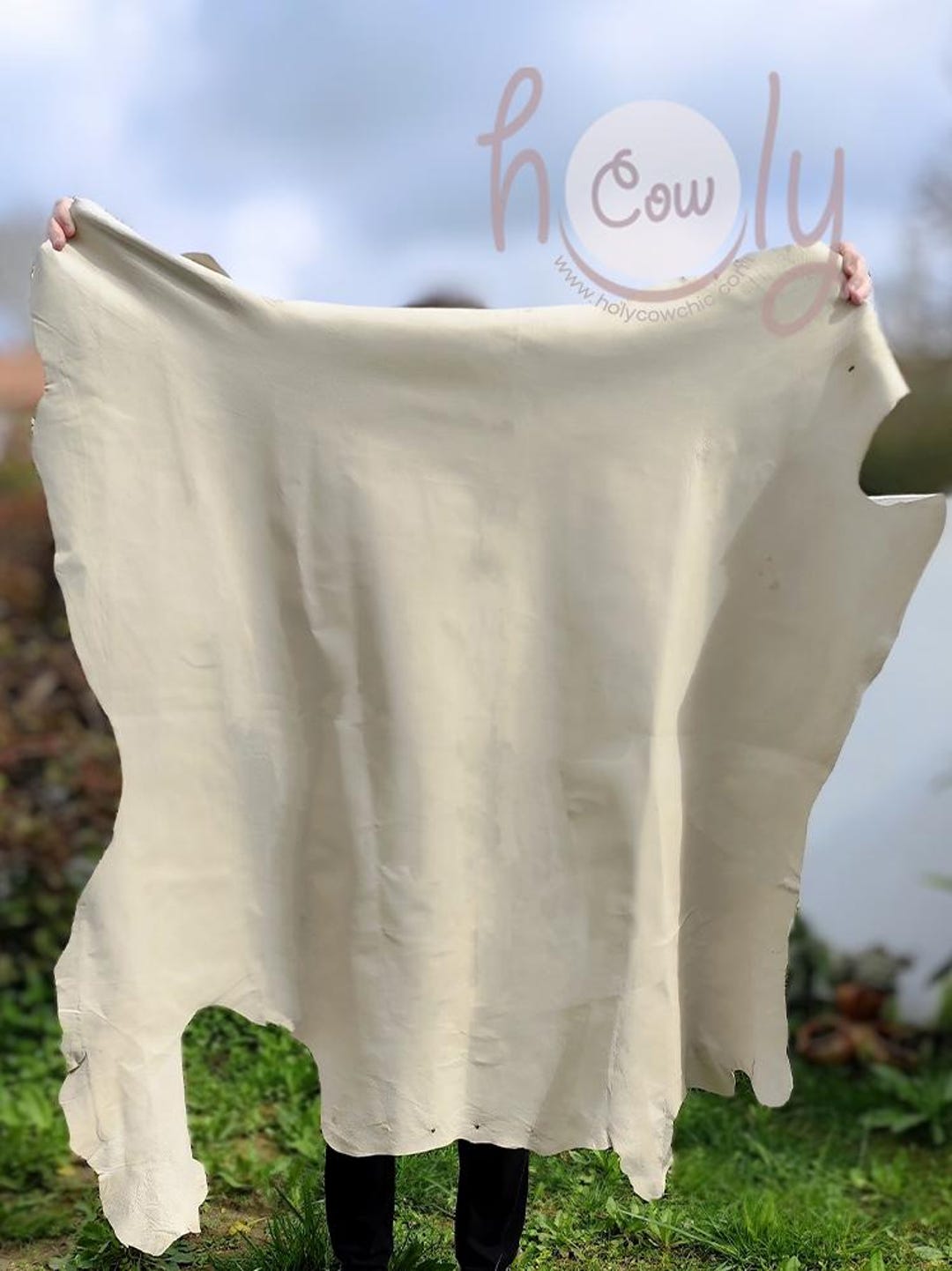 Large Beige Pigskin Leather Hides, Pig Skin Leather Hides, Beige ...