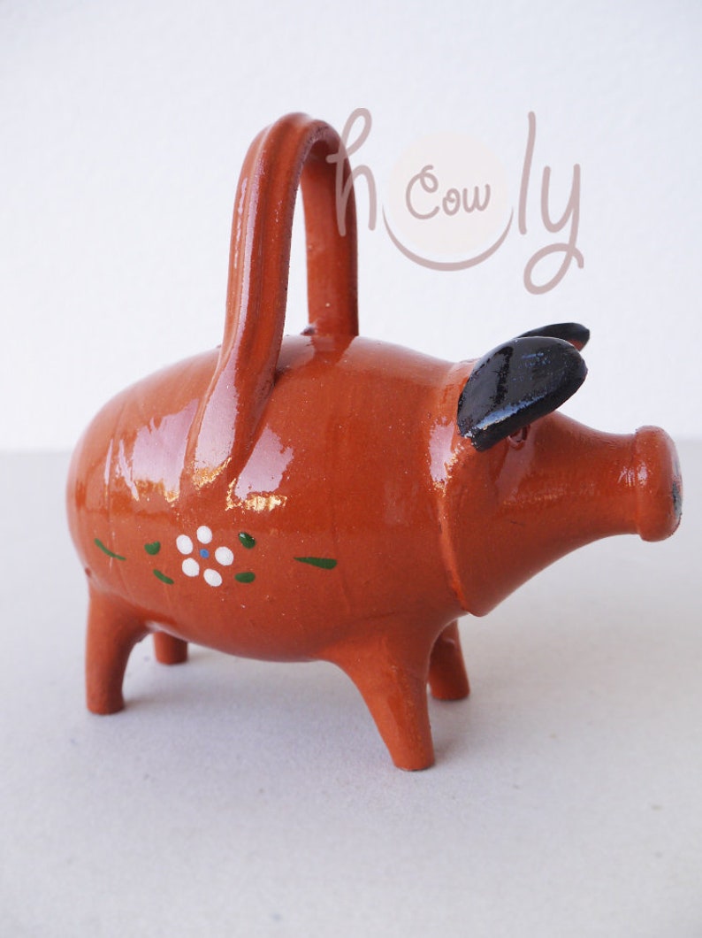Hand Painted Terracotta Piggy Bank, Floral Ceramic Coin Holder - Etsy