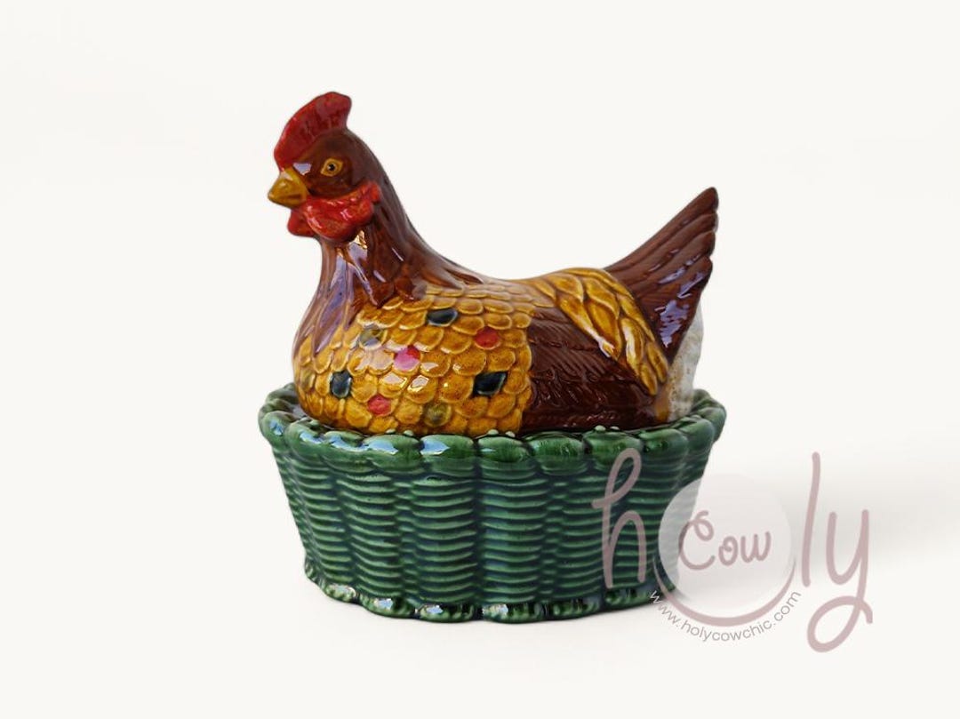 Large Hand Painted Colorful Ceramic Chicken Holder - Etsy