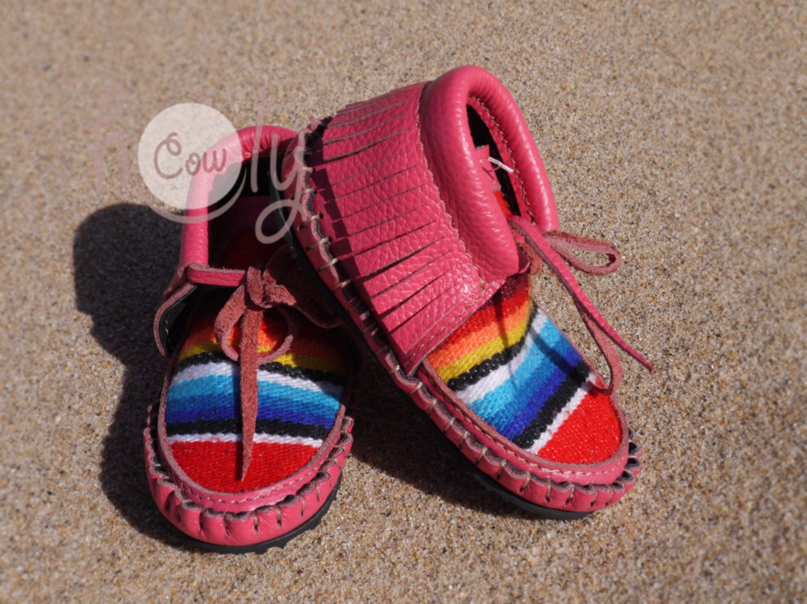 Handmade Pink Leather Baby Cowboy Serape Moccasins Baby - Etsy