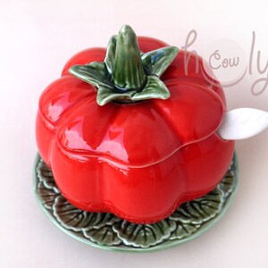 Handmade Ceramic Tomato Bowl With Cabbage Leaf Plate, Ceramic Bowl ...