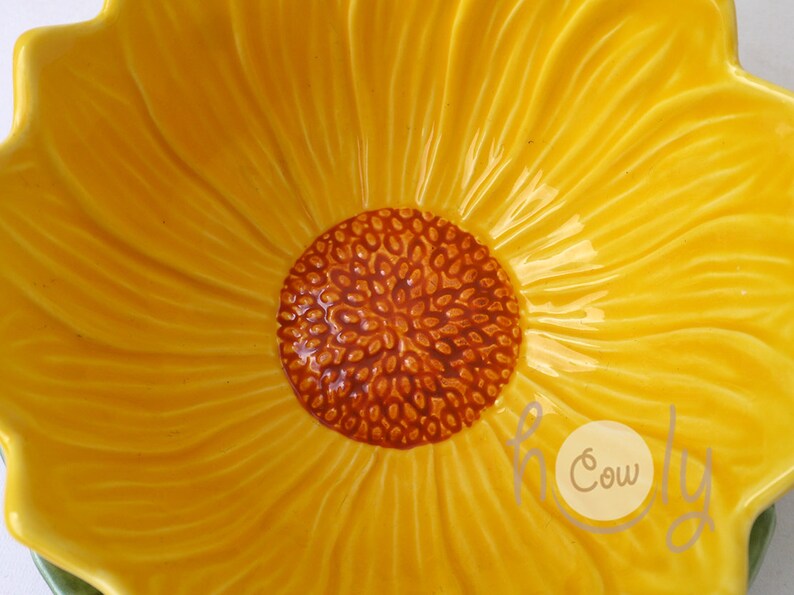 Handmade Colorful Ceramic Sunflower Bowl on Leaf Plate, Ceramic Bowl ...