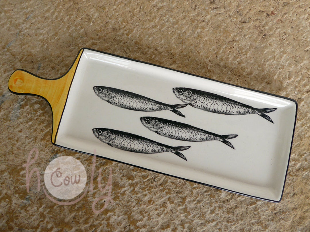 Handmade Ceramic Platter With Decorative Fish Sardines, FREE SHIPPING ...