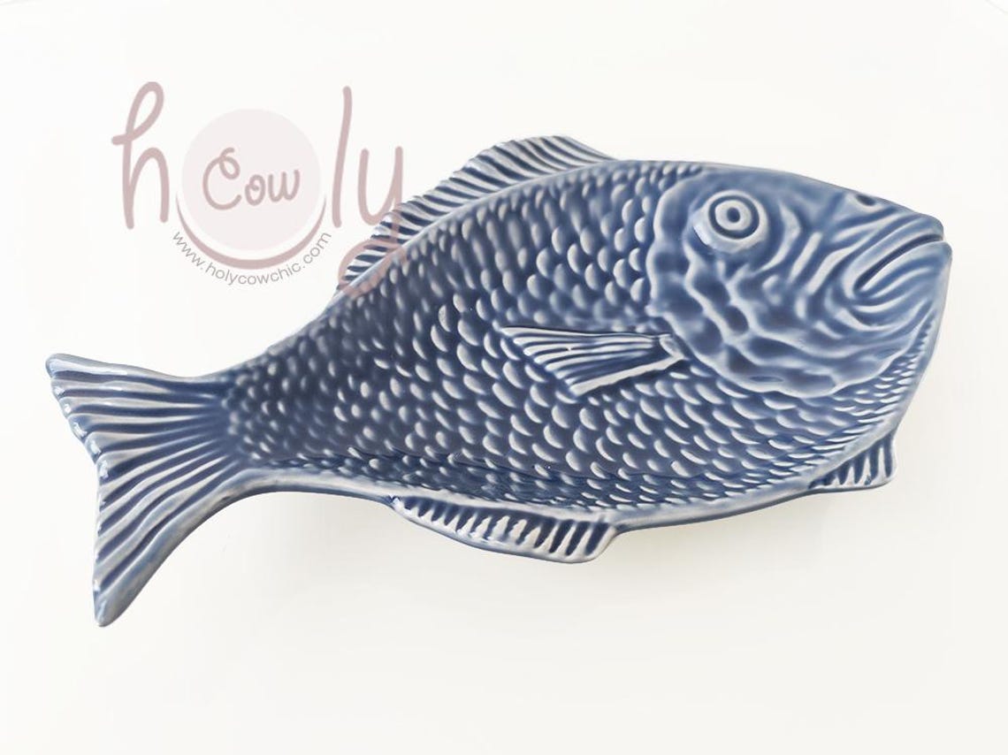 Handmade Ceramic Fish Dish, Fish Plate, Ceramic Fish Plate, Blue Fish ...