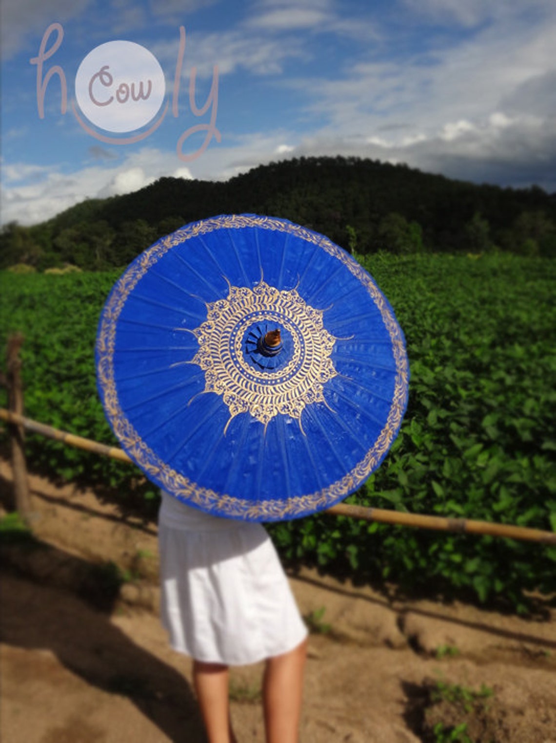 Hand Painted Blue Waterproof Parasol With FREE Umbrella Bag - Etsy Ireland
