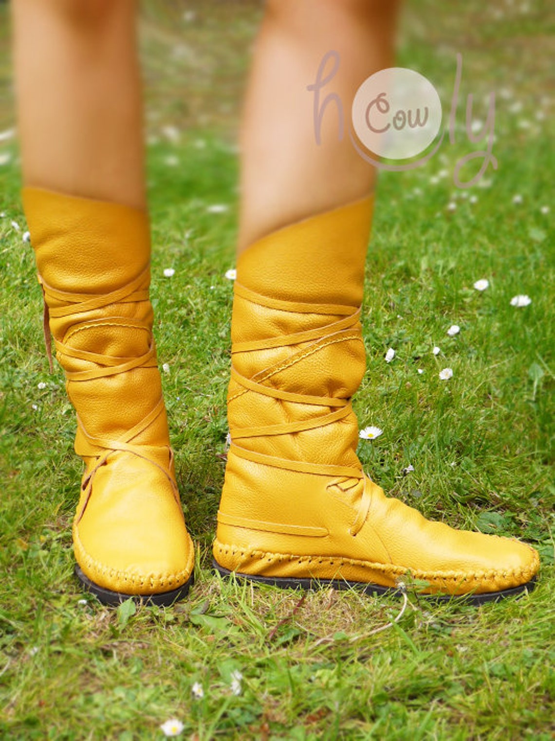 Yellow Leather Moccasins Women Moccasins Moccasin Boots - Etsy