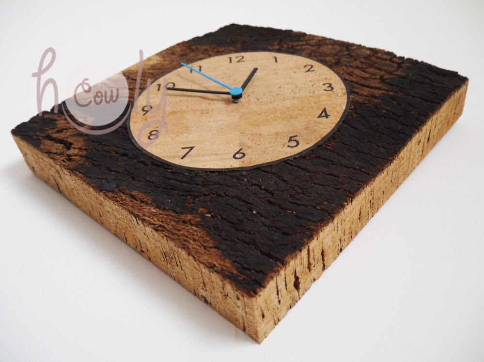 Handmade Square Natural Eco Friendly Cork Wall Clock Rustic | Etsy
