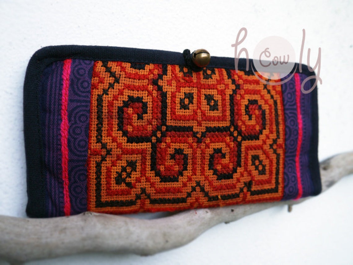 Tribal Wallet Orange Hippie Wallet Ethnic Wallet Boho | Etsy
