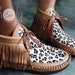 Brown Leather Moccasins With Leopard Print, Brown Moccasin Boots ...