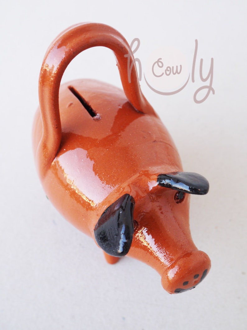 Hand Painted Terracotta Piggy Bank, Floral Ceramic Coin Holder - Etsy