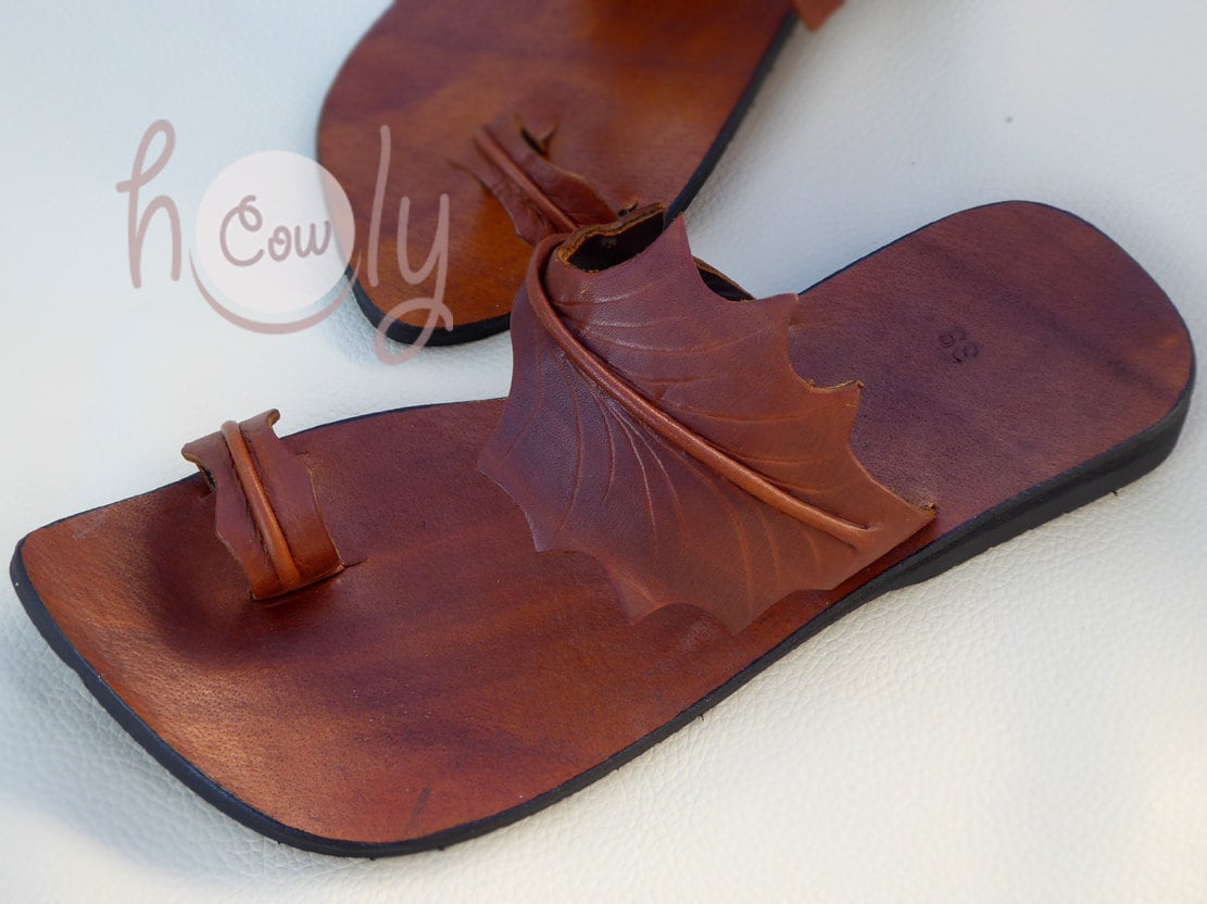 Handmade Brown Leather Leaf Sandals Women's Sandals - Etsy Australia