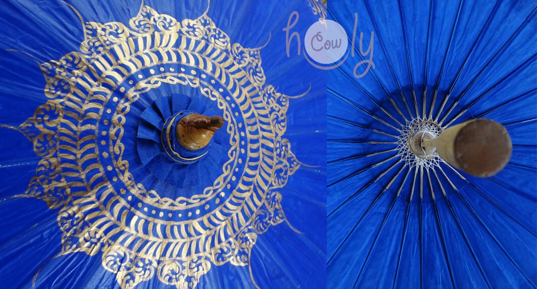 Hand Painted Blue Waterproof Parasol With FREE Umbrella Bag - Etsy