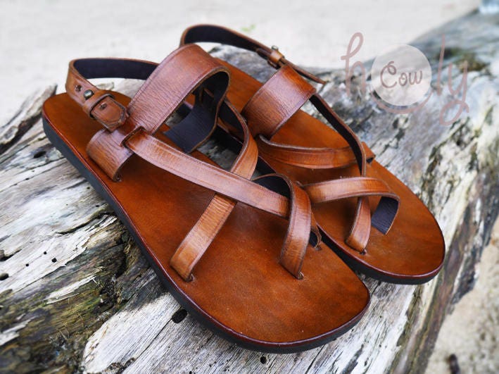 Sandalias de cuero hechas a mano sandalias de cuero marrón - Etsy España