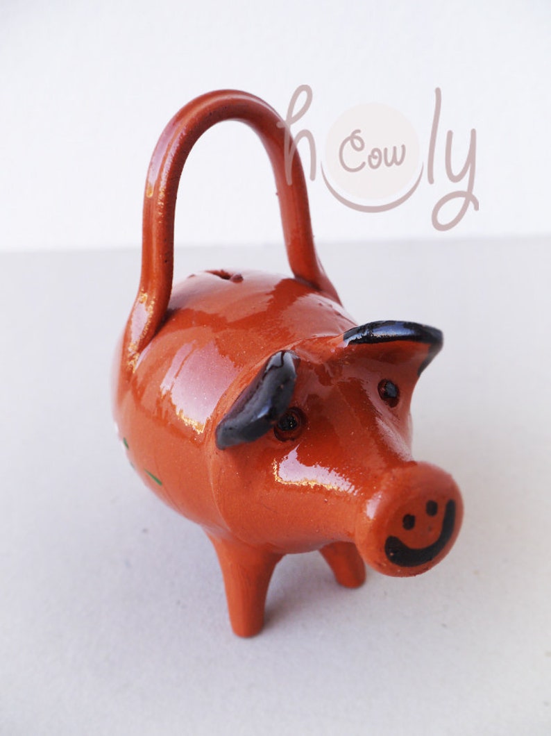 Hand Painted Terracotta Piggy Bank, Floral Ceramic Coin Holder - Etsy