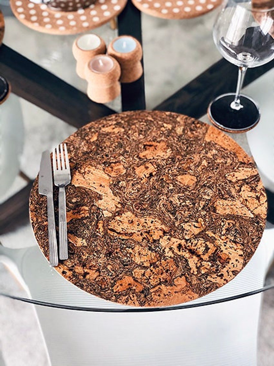 Handmade Natural Eco Friendly Extra Large Cork Circular Placemat With A ...