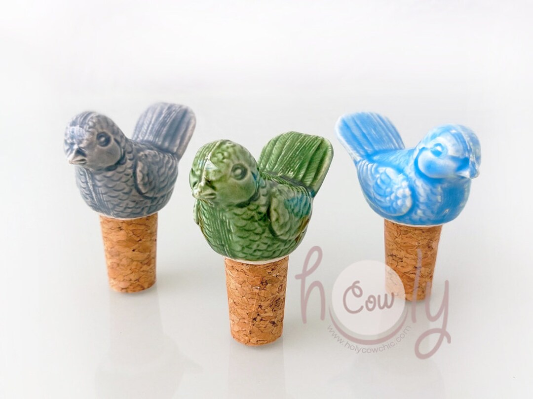 Handmade Ceramic Bird Cork Bottle Stoppers Available in Different ...
