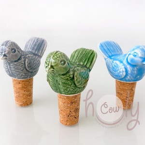 Handmade Ceramic Bird Cork Bottle Stoppers Available in Different ...