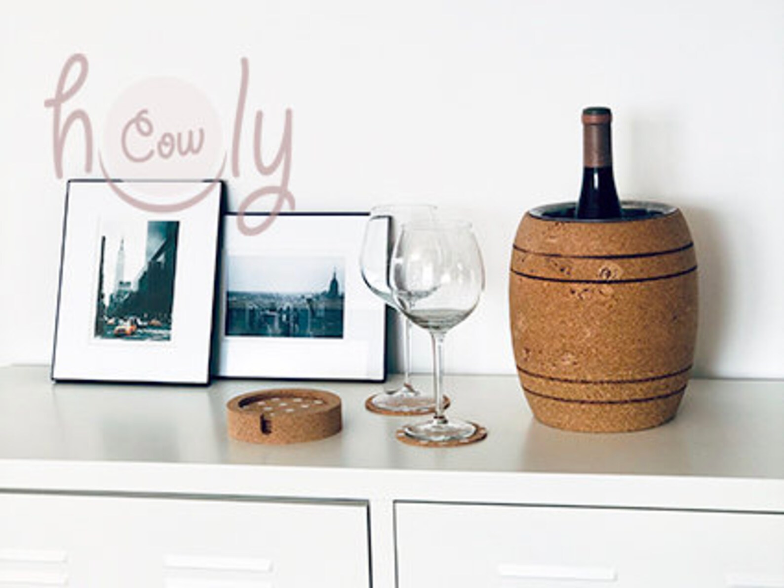 Natural Cork Wine Barrel Ice Bucket, Rustic Champagne Cooler, Stainless ...