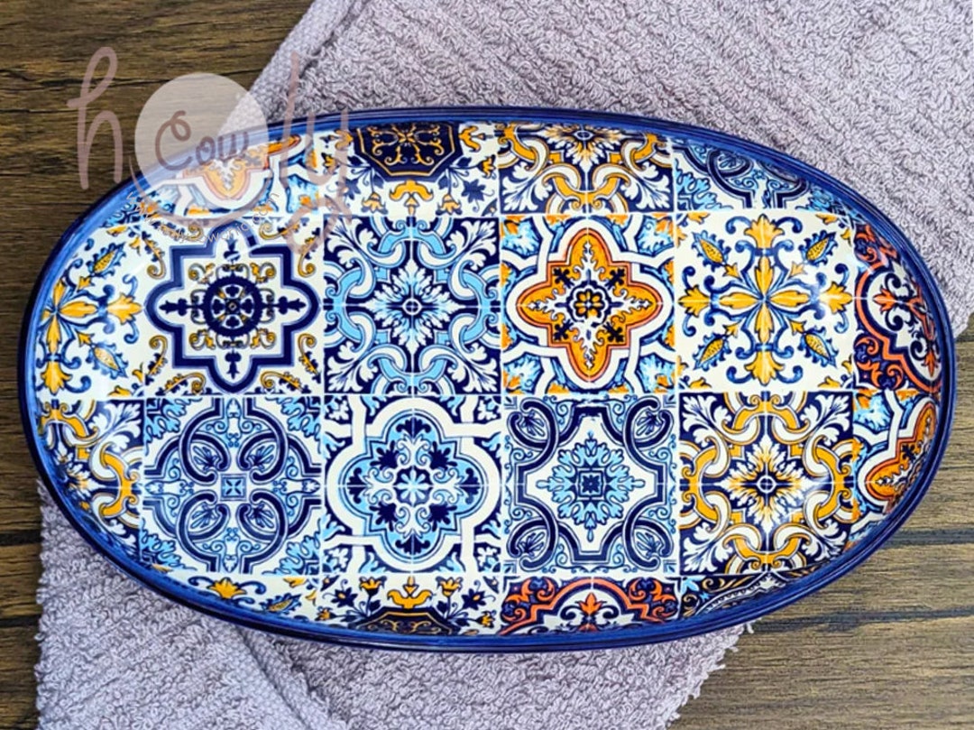 Hand Painted Ceramic Portuguese Tiles Side Dish Serving Bowl, FREE ...
