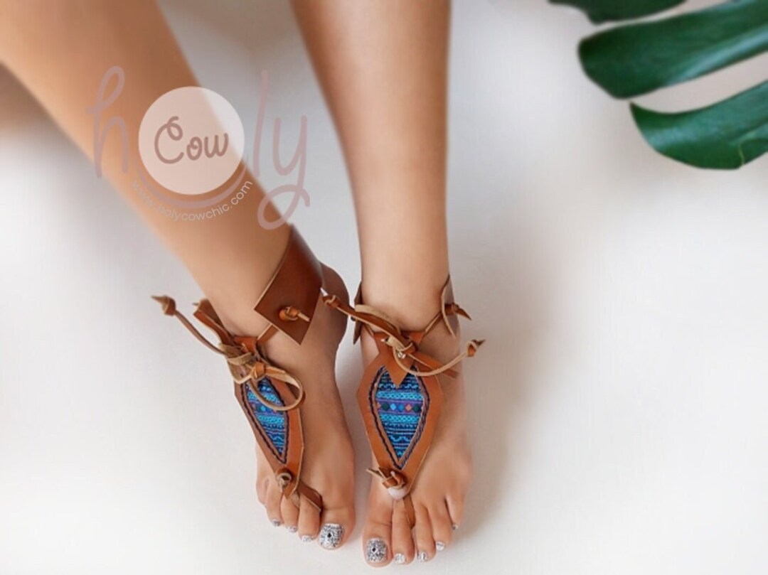 Handmade Tribal Hmong Barefoot Sandals, Leather Sandals, Barefoot ...