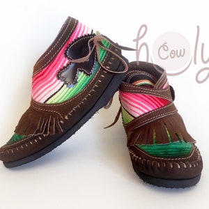 Brown Leather Serape Moccasins, Moccasin Boots, Womens Moccasins ...
