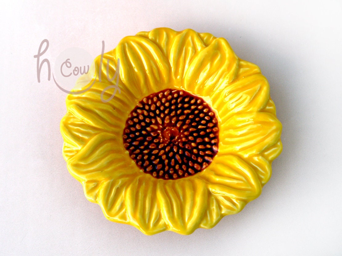Handmade Small Ceramic Sunflower Dish, Ceramic Dish, Sunflower Plate ...