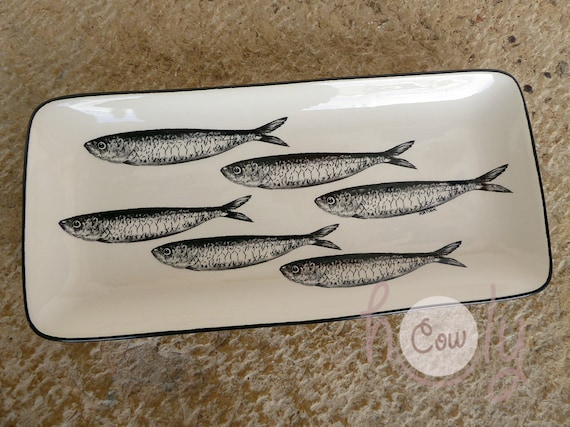 Handmade Ceramic Platter With Decorative Sardines - Etsy