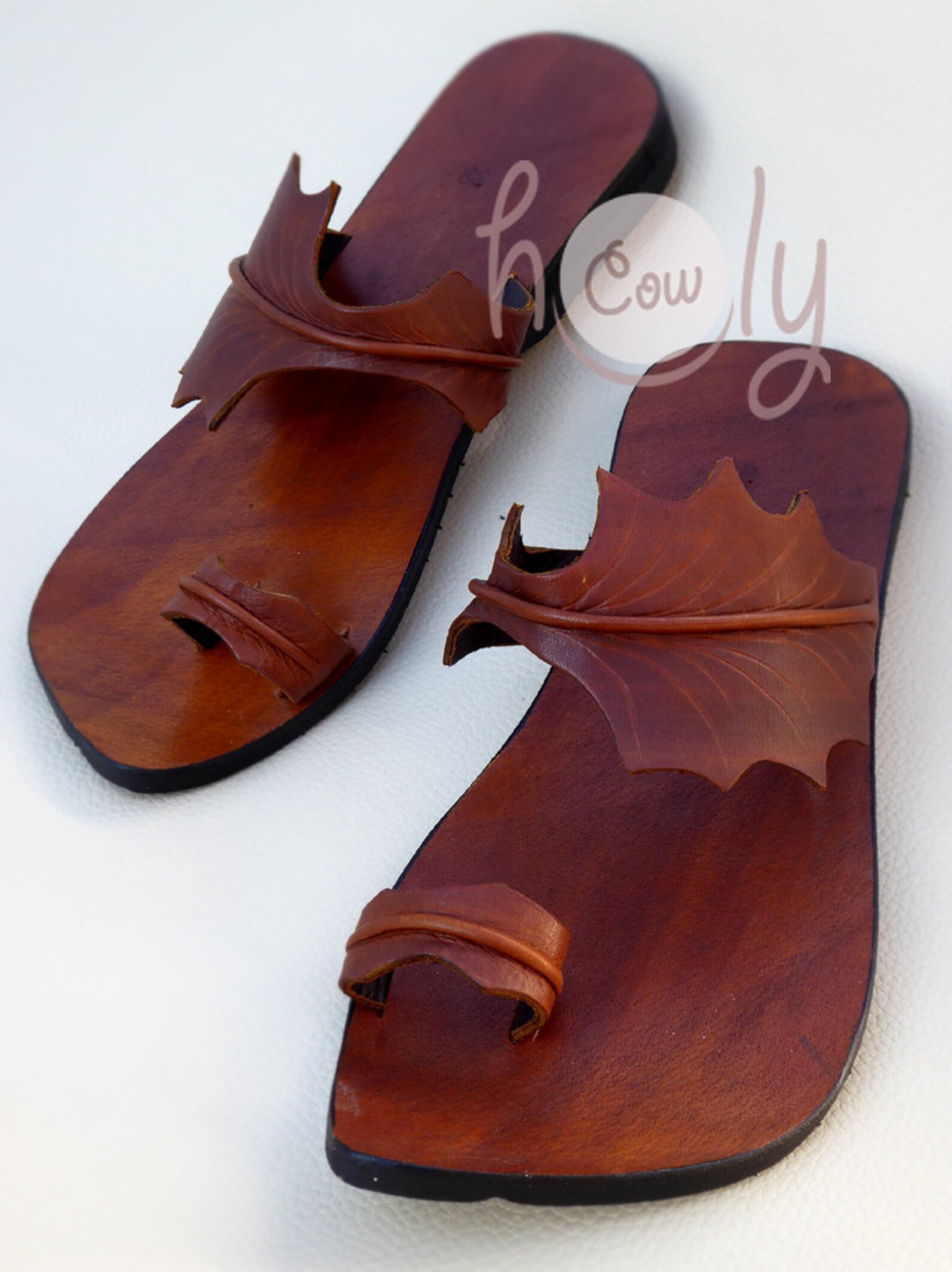 Handmade Brown Leather Leaf Sandals Women's Sandals - Etsy Australia
