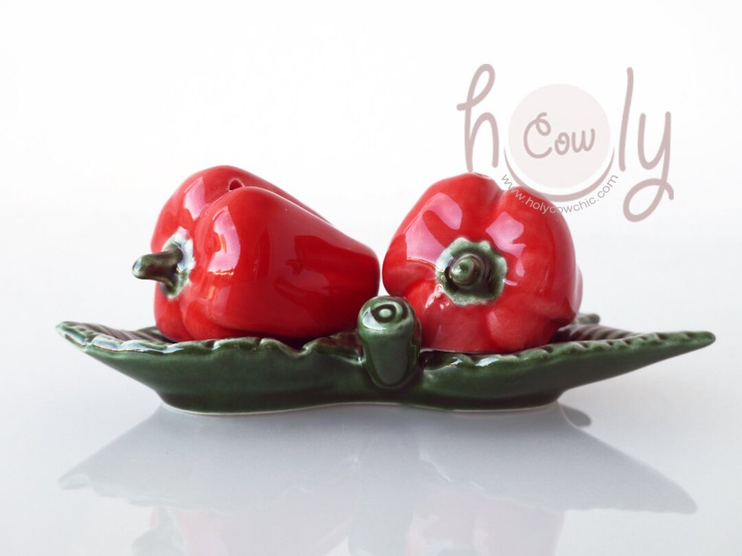 Handcrafted Ceramic Salt and Pepper Shaker Set in the Shape of Red ...